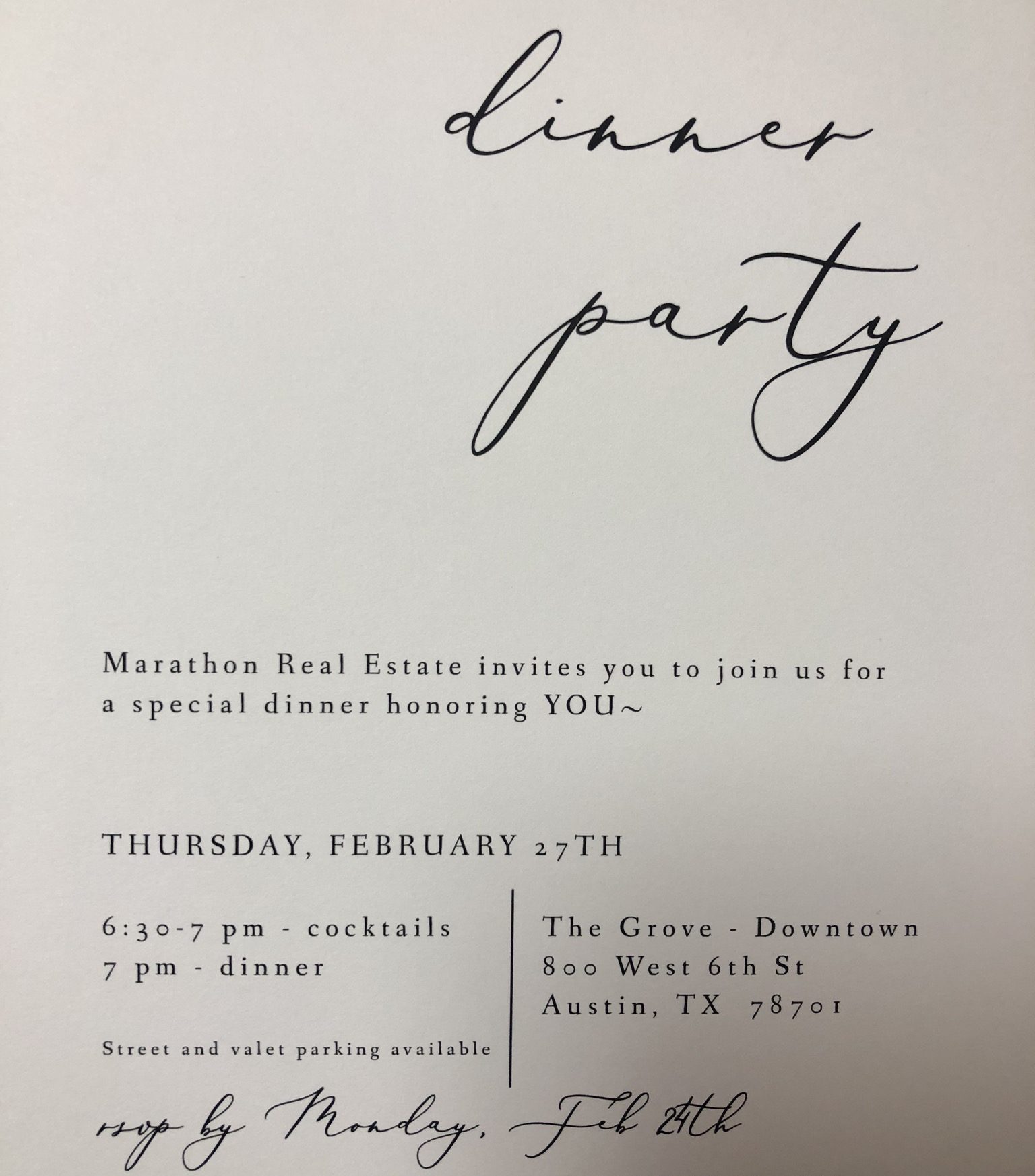 Client Appreciation Dinner - Marathon Real Estate